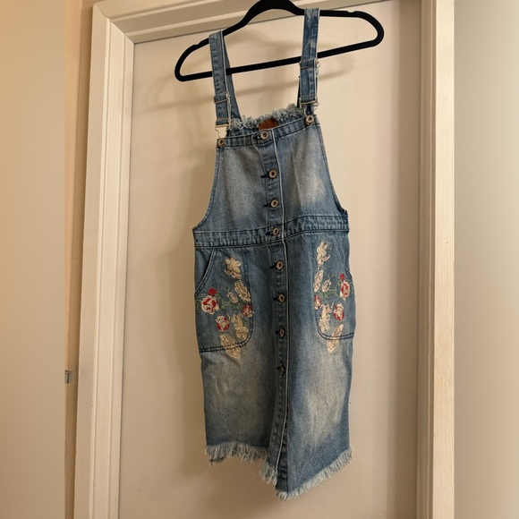 POL | Dresses | Pol Embroidered Overall Denim Dress Size Small | Poshmark